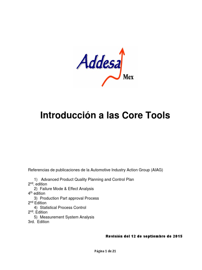 Introducción A Las Core Tools 12092015 | PDF | Calidad (comercial ...