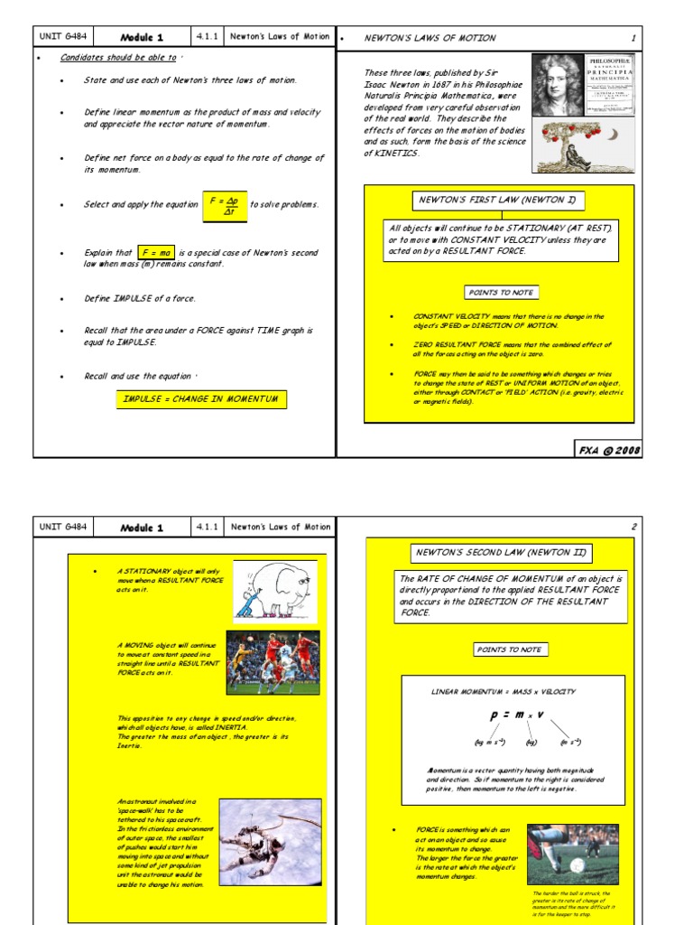 g484 Module 1 4.1.1 Newtons Laws | PDF | Momentum | Force