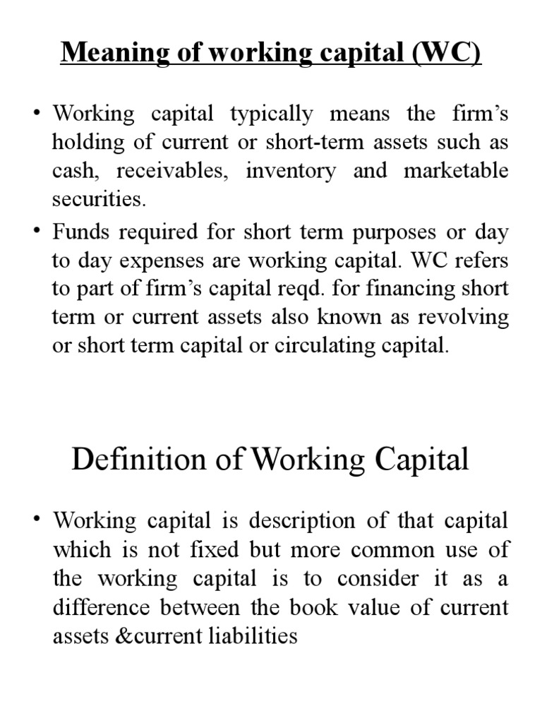 Working Capital Introduction | PDF | Working Capital | Debenture