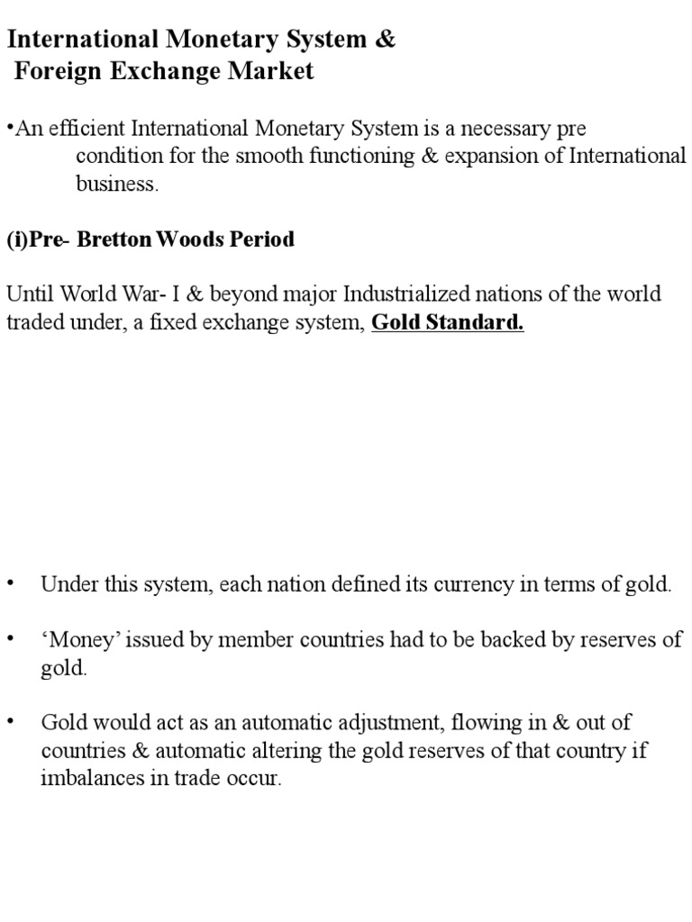 Overview of the International Monetary System | PDF | Fixed Exchange ...