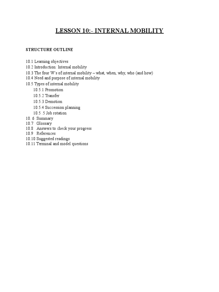 Lesson 10 Internal Mobility | PDF | Employment | Human Resource Management