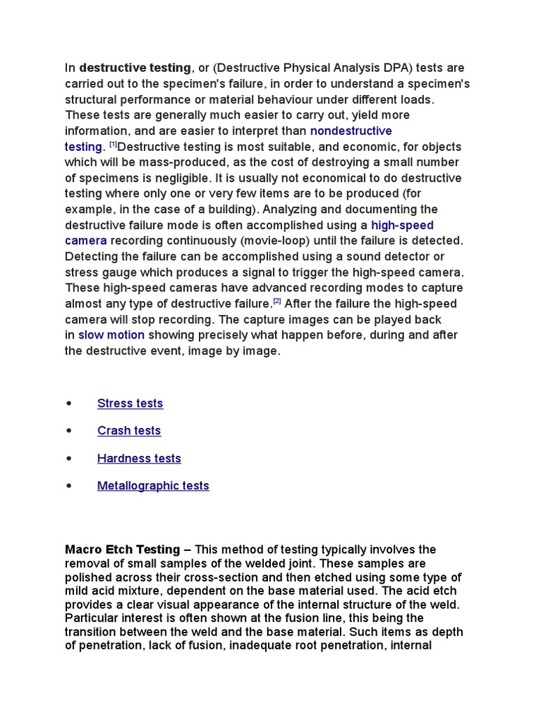 A Comprehensive Overview of Destructive and Non-Destructive Testing ...