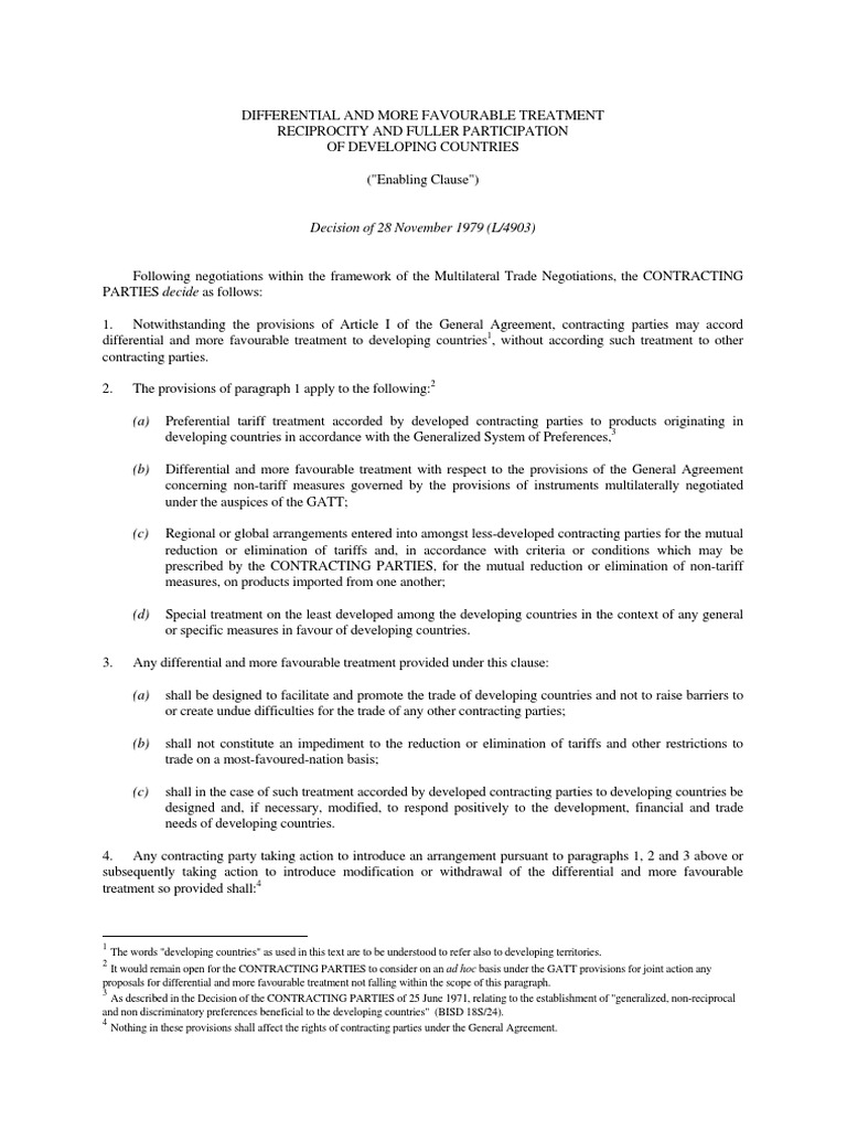 Annex 1 Enabling Clause | PDF | World Trade Organization | Justice