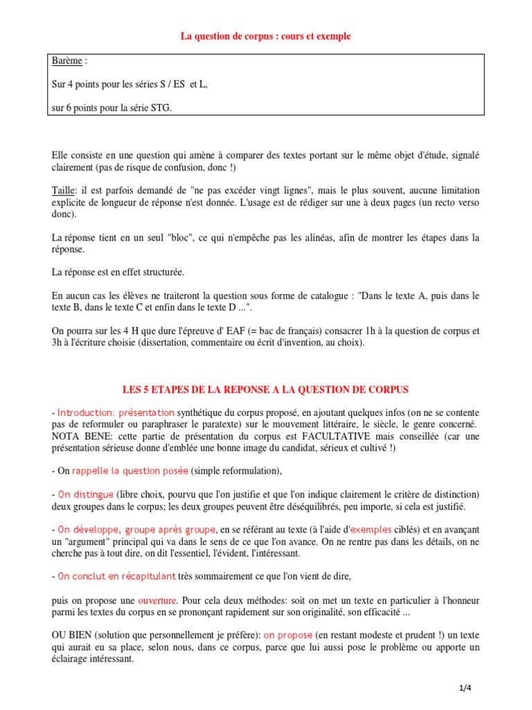 La Question de Corpus Cours Et Exemple PDF | PDF | Voltaire | Candide