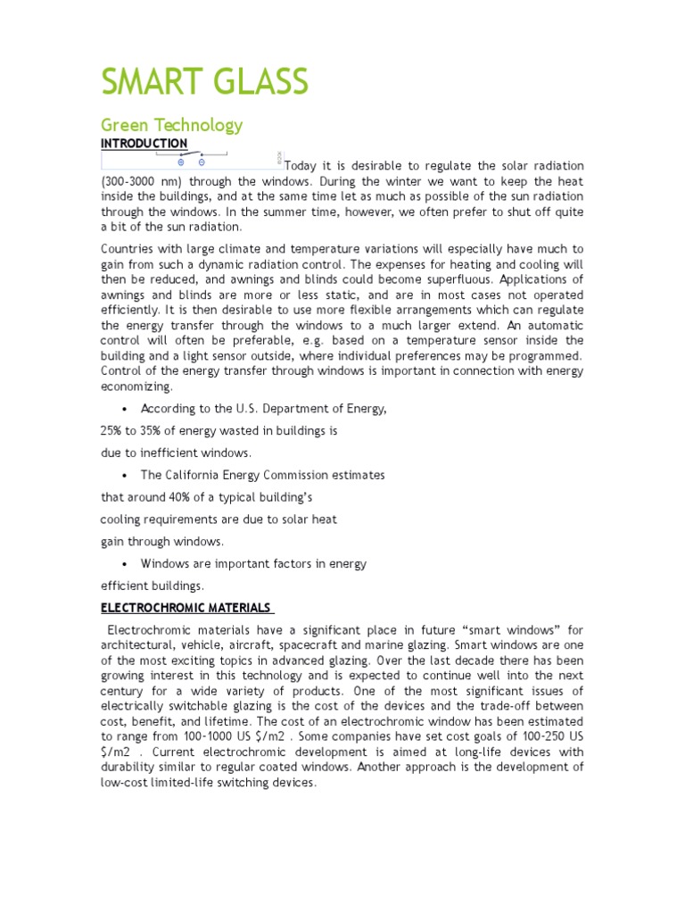 Smart Glass | PDF | Window | Building Engineering