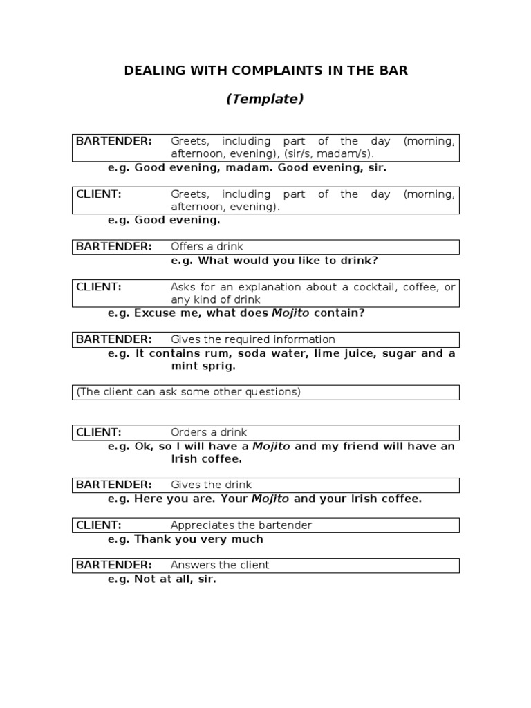 Dealing With Complaints in The Bar | PDF | Bartender | Bartending