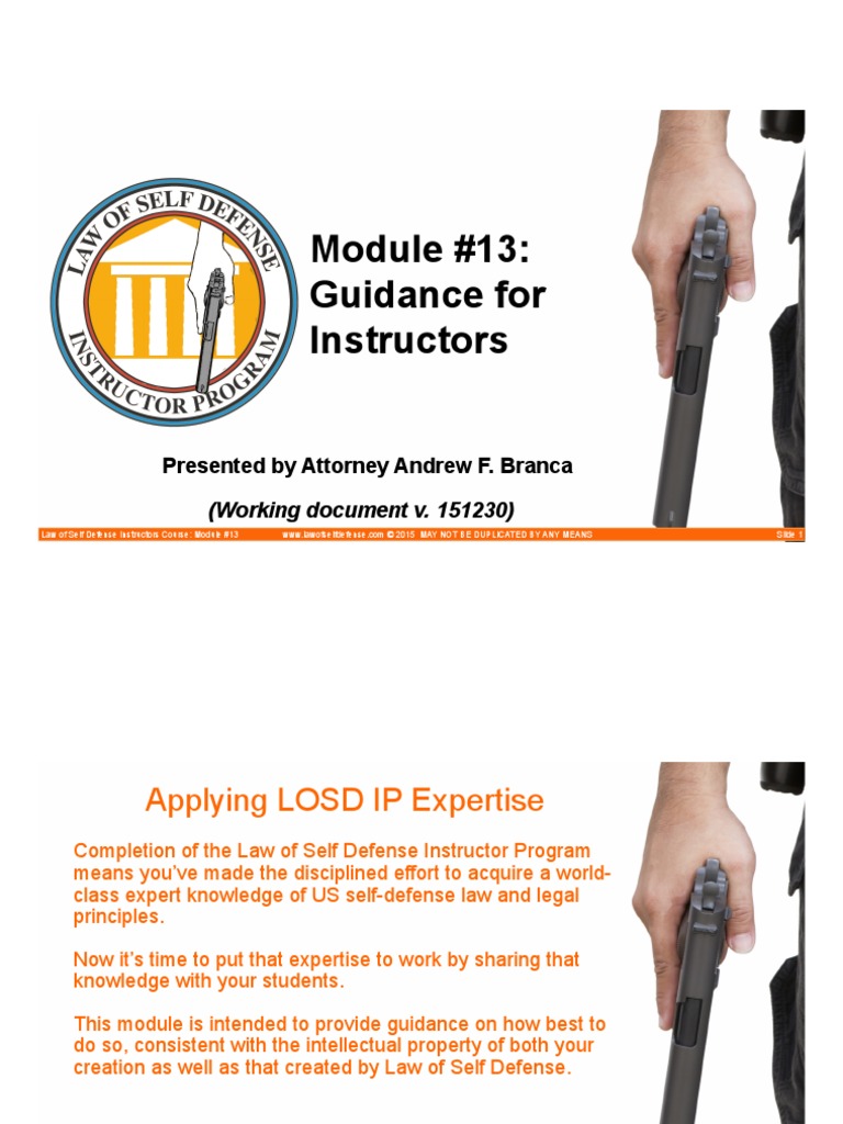 LOSD Instructor Program: Guidance for Graduates (160207) | Self Defense ...