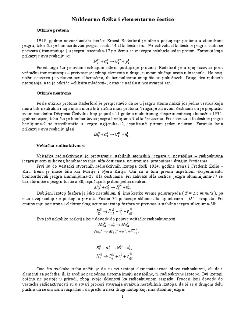 Nuklearna Fizika I Elementarne Cestice | PDF