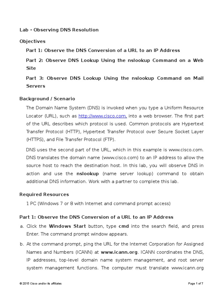 10.2.2.8 Lab - Observing DNS Resolution | PDF