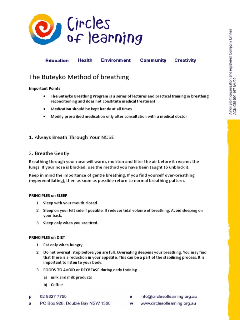 Buteyko Method Pdf1 Download Free Pdf Breathing Carbon Dioxide