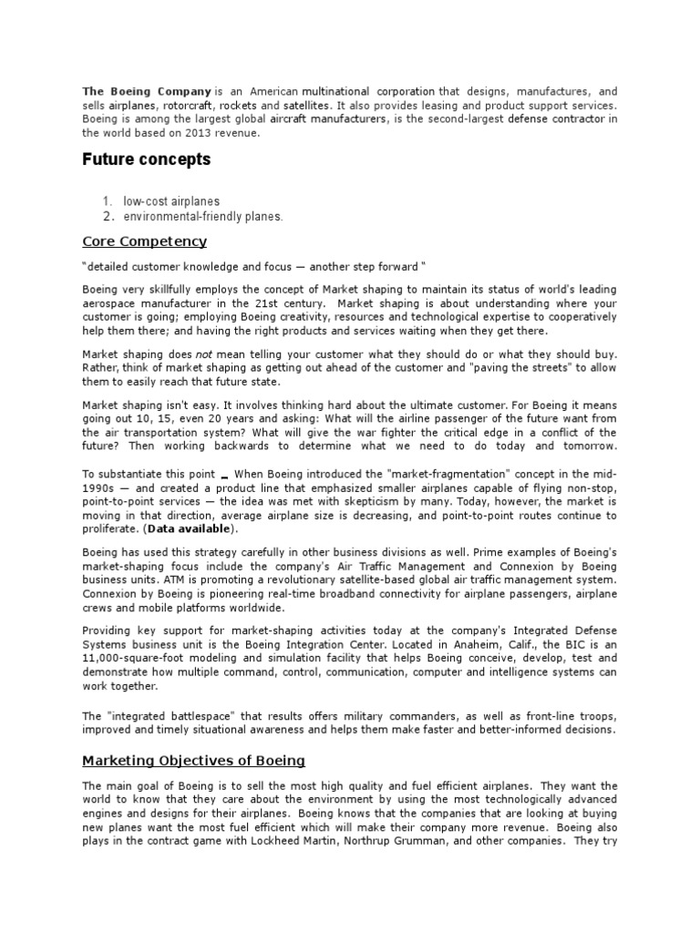 Future Concepts: Core Competency | PDF | Boeing | Airplane