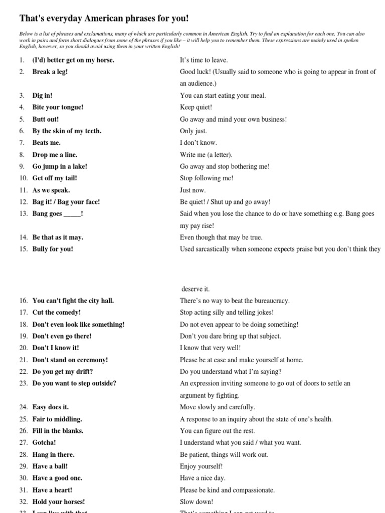 Thats Everyday American Phrases For You | PDF | Foreign Language Studies