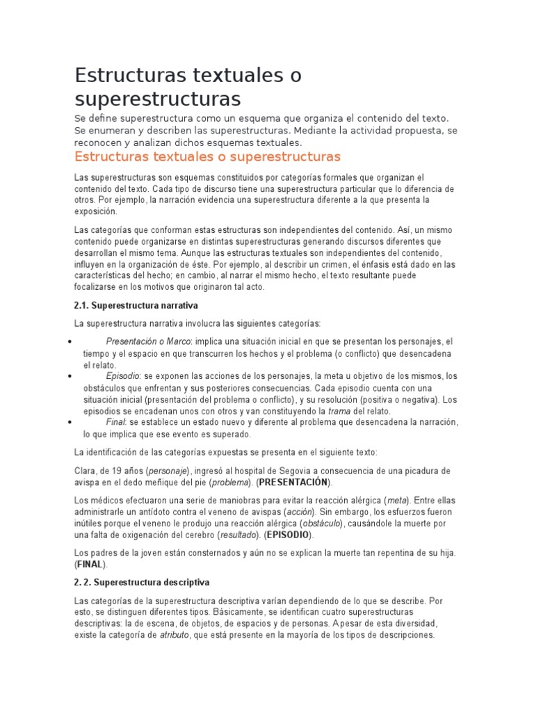 Estructuras Textuales o Superestructuras | PDF | Narrativa | Residuos