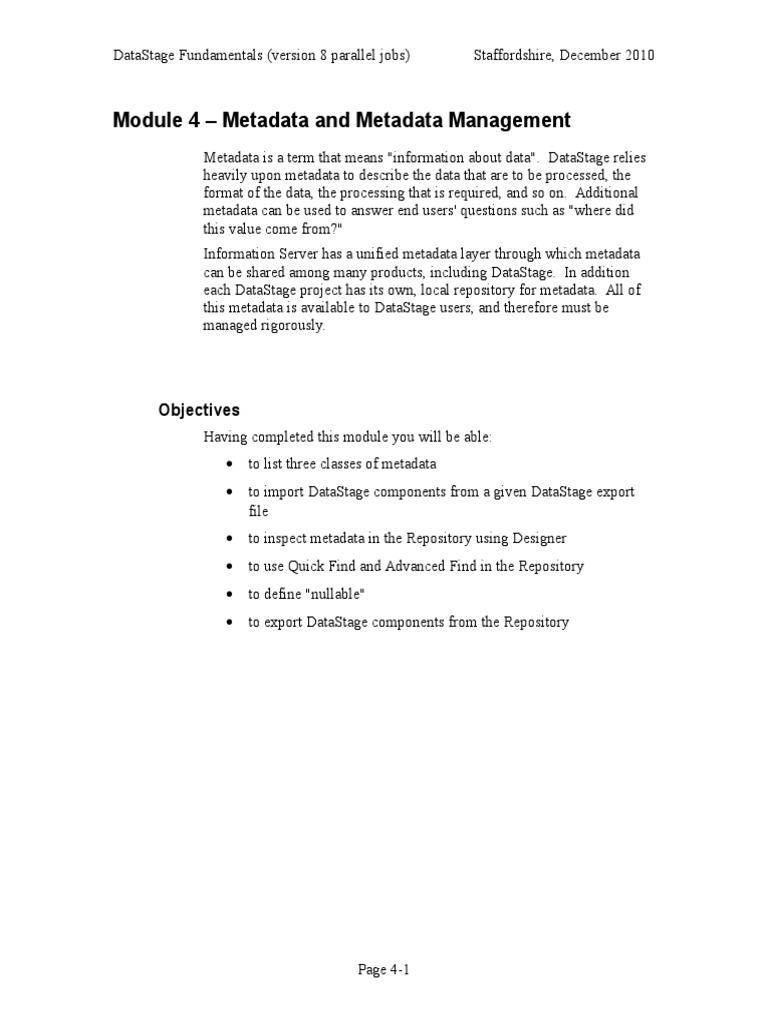 04 Metadata and Metadata Management | PDF | Metadata | File Format