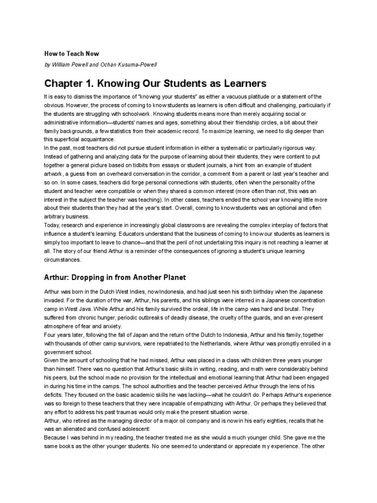 Understanding Learners for Effective Teaching | PDF | Learning Styles ...