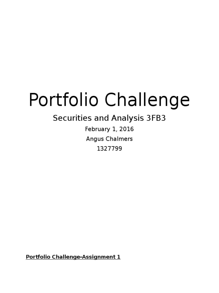 Portfolio Challenge | PDF | Stock Market Index | Exchange Traded Fund