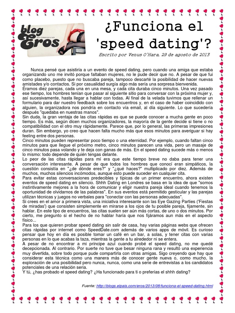 Funciona El Speed Dating | PDF | Amor