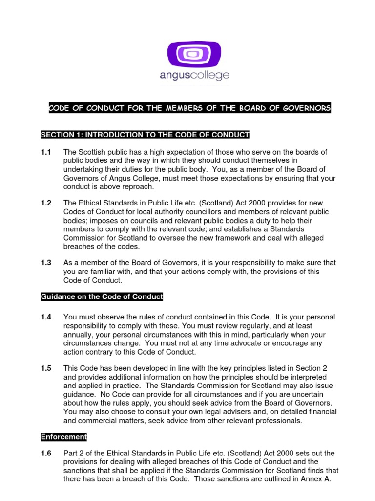 Code of Conduct | PDF | Lobbying In The United States | Board Of Directors