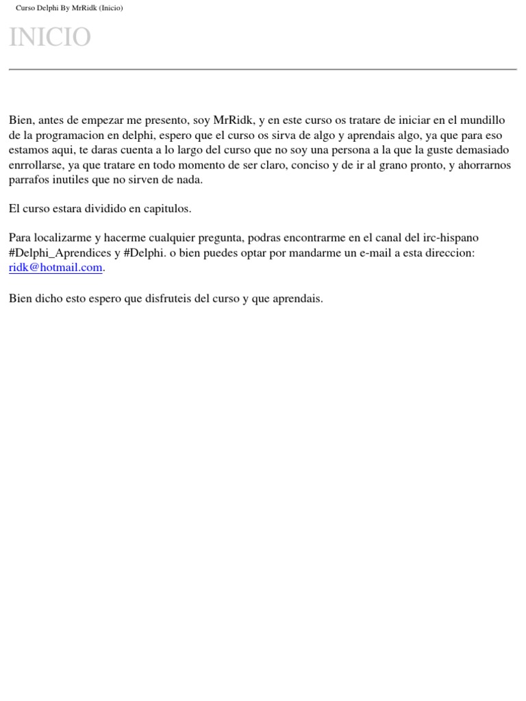 Curso de Delphi Básico | PDF | Tabla (base de datos) | Registro de Windows
