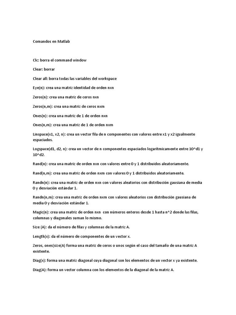 Manual Basico de Matlab | PDF | Matriz (Matemáticas) | Vector Euclidiano