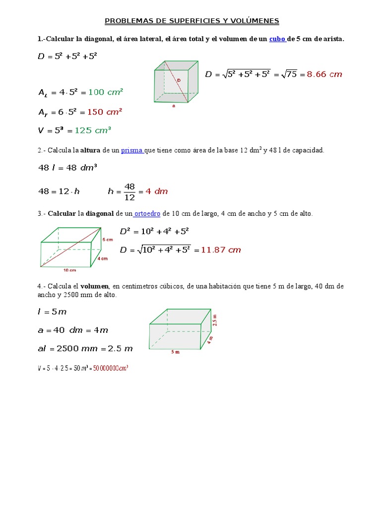 EJERCICIOS RESUELTOS DE AREAS Y VOLUMENES (Reparado) PDF, 48% OFF