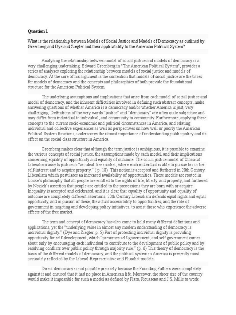 Social Justice and Democracy Models in America | PDF | Social Justice ...