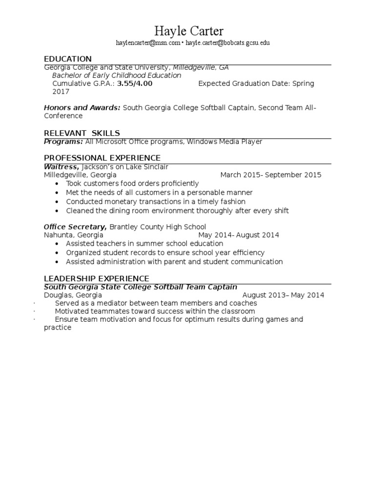 Hayle Carter Resume | PDF | Business