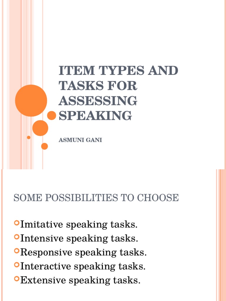 Speaking Task Types & Evaluation | PDF | Applied Linguistics | Symbols