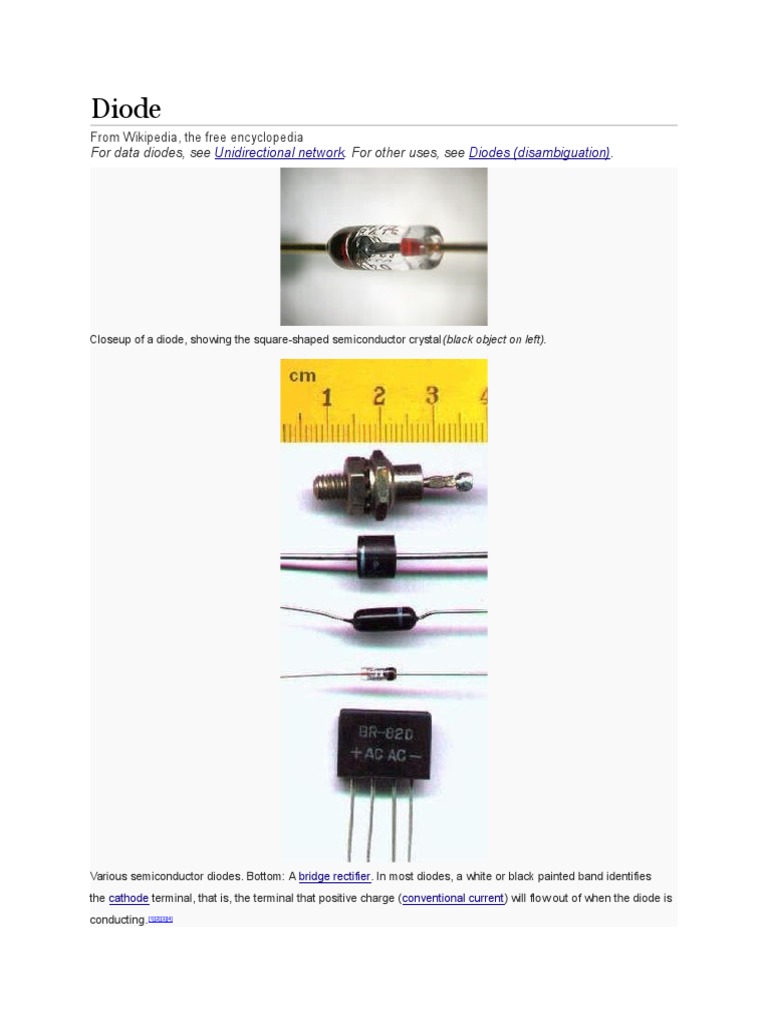 Diode: For Data Diodes, See - For Other Uses, See | PDF | Diode | P–N ...