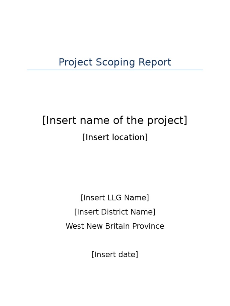 Scoping Report Format | Specification (Technical Standard) | Procurement