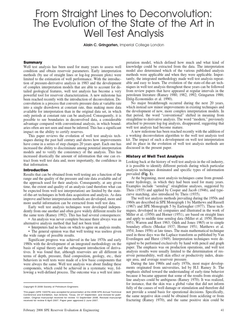 SPE-102079-PA Gringarten From Straight Lines To Deconvolution | PDF ...