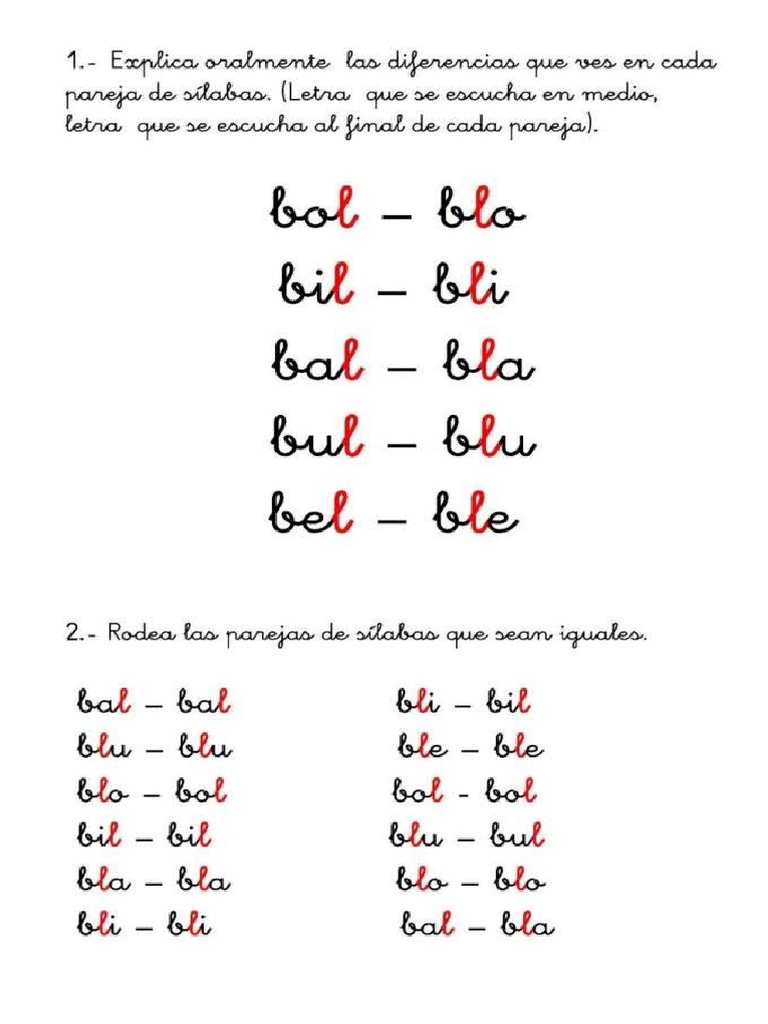 Actividades Niños Combinaciones BL, Letrab, Etc | PDF