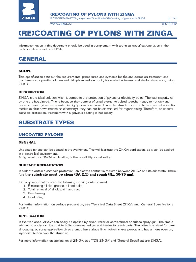 (Re) Coating of Pylons With ZINGAEN | PDF | Galvanization | Rust
