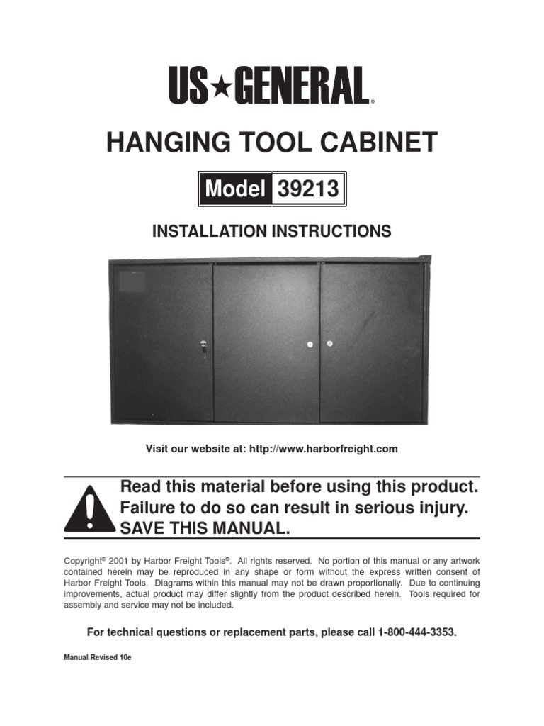 Hanging Tool Cabinet: Model | PDF | Lock (Security Device) | Screw