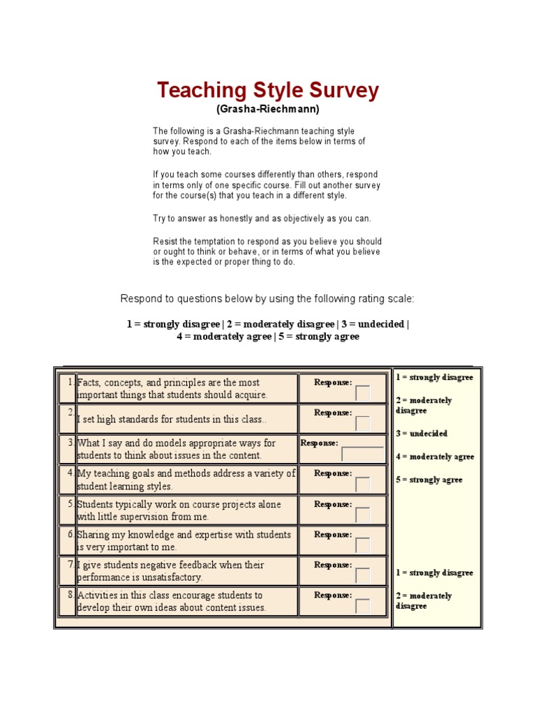 Teaching Style Survey | Download Free PDF | Survey Methodology | Expert