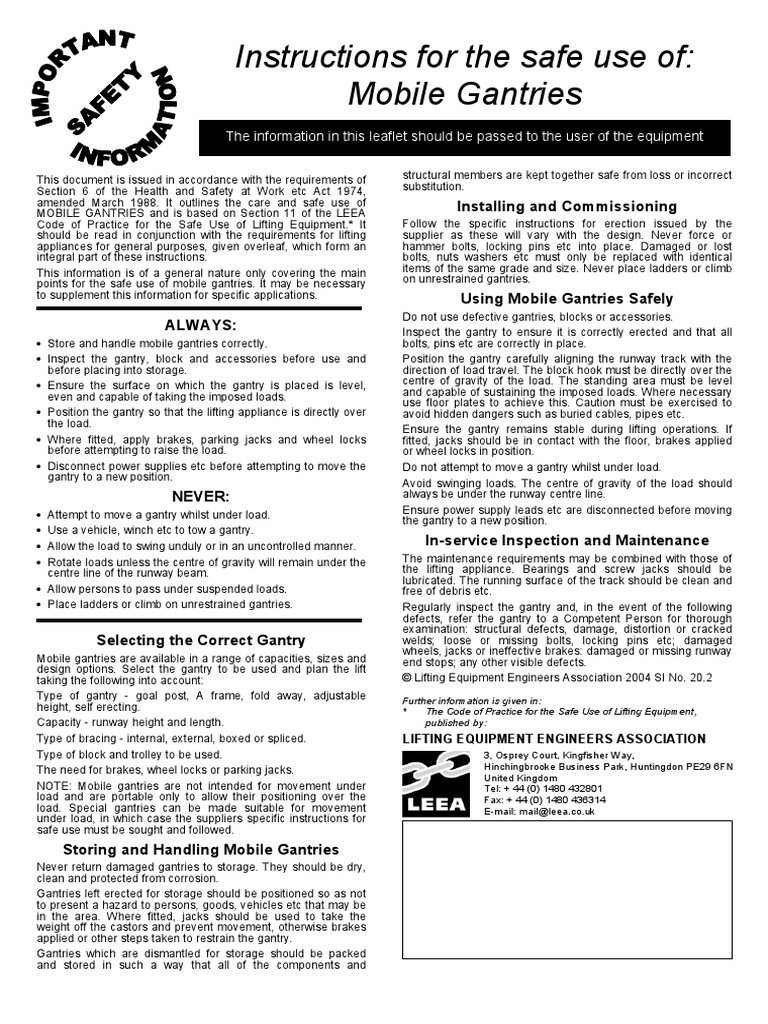 59 Acop For Mobile Gantries | PDF | Elevator | Rope