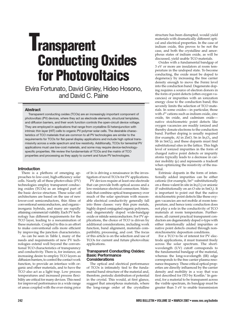 The Rise of Transparent Conducting Oxides: A Review of the Fundamentals ...