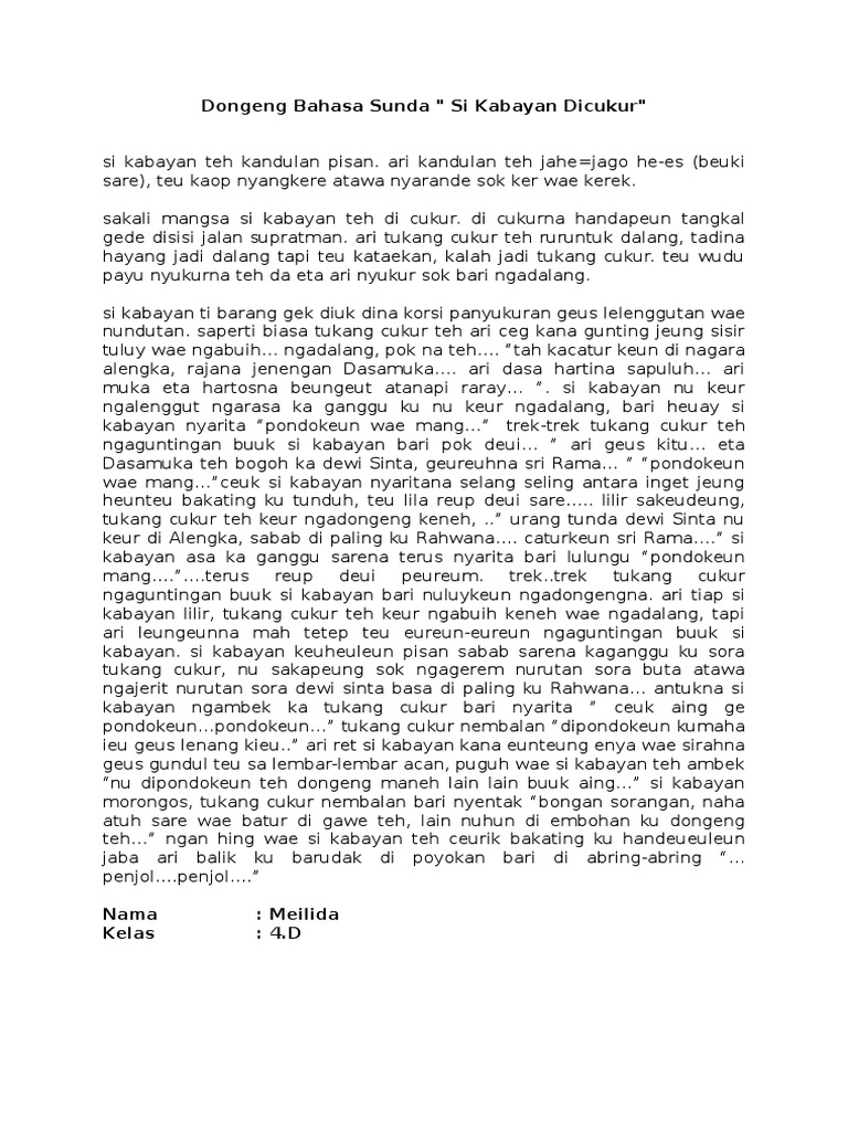 Dongeng Bahasa Sunda Si Kabayan | PDF