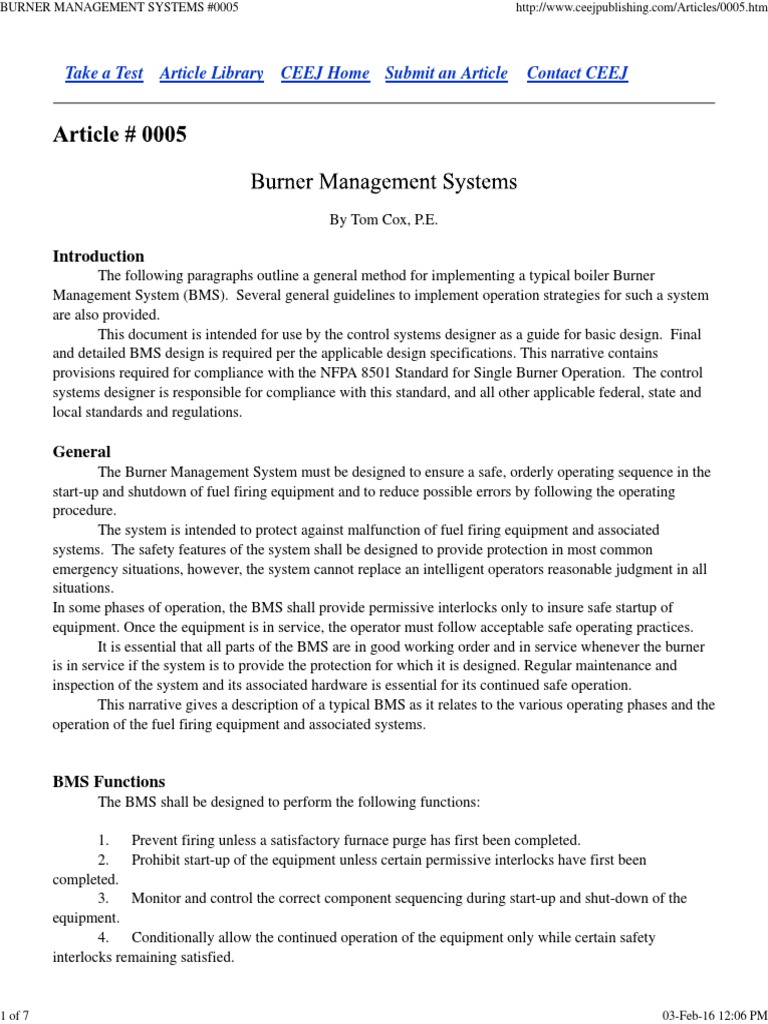 Burner Management Systems | PDF | Furnace | Boiler