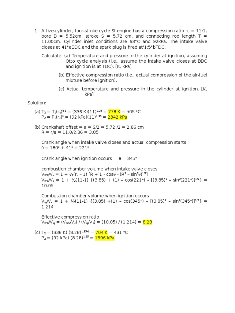 Combustion Solved Problems | PDF | Fuel Injection | Vehicle Parts
