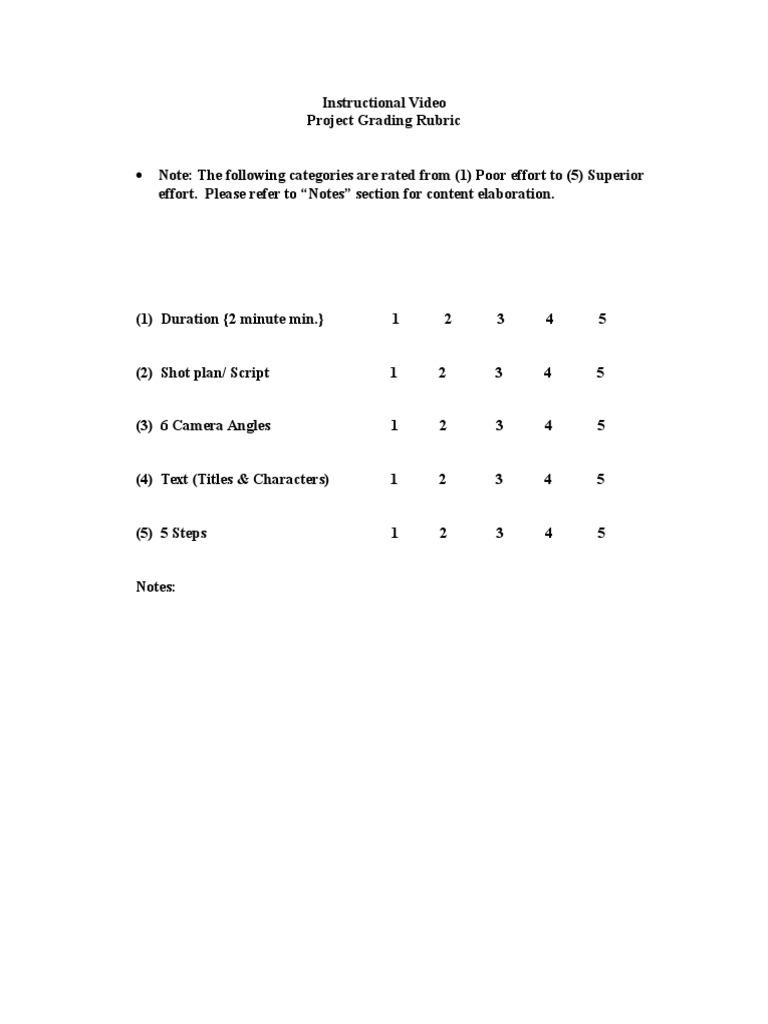 Video Project Grading Rubric | PDF | Computers