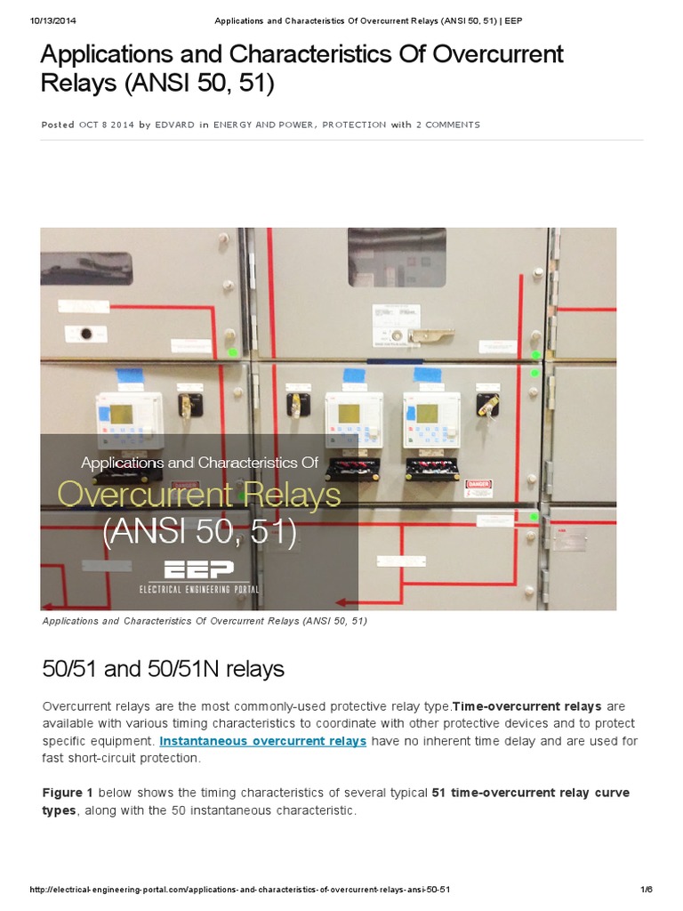 Applications and Characteristics of Overcurrent Relays (ANSI 50, 51 ...