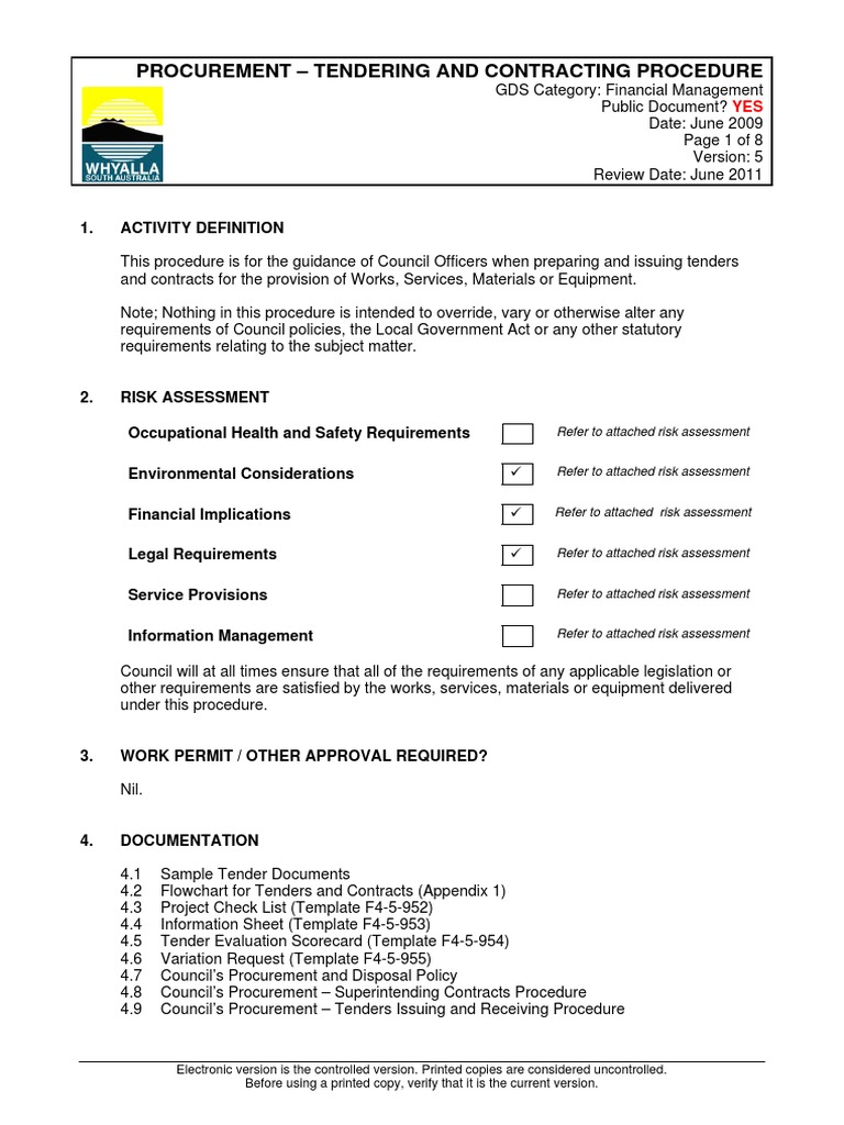 Procurement - Tendering and Contracting Procedure | PDF | Procurement ...