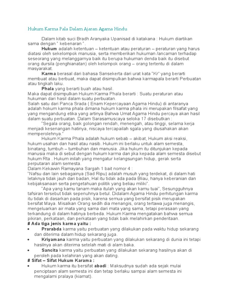 Hukum Karma Pala Dalam Ajaran Agama | PDF | Agama & Spiritualitas