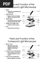 Parts and Function of The Microscope | PDF