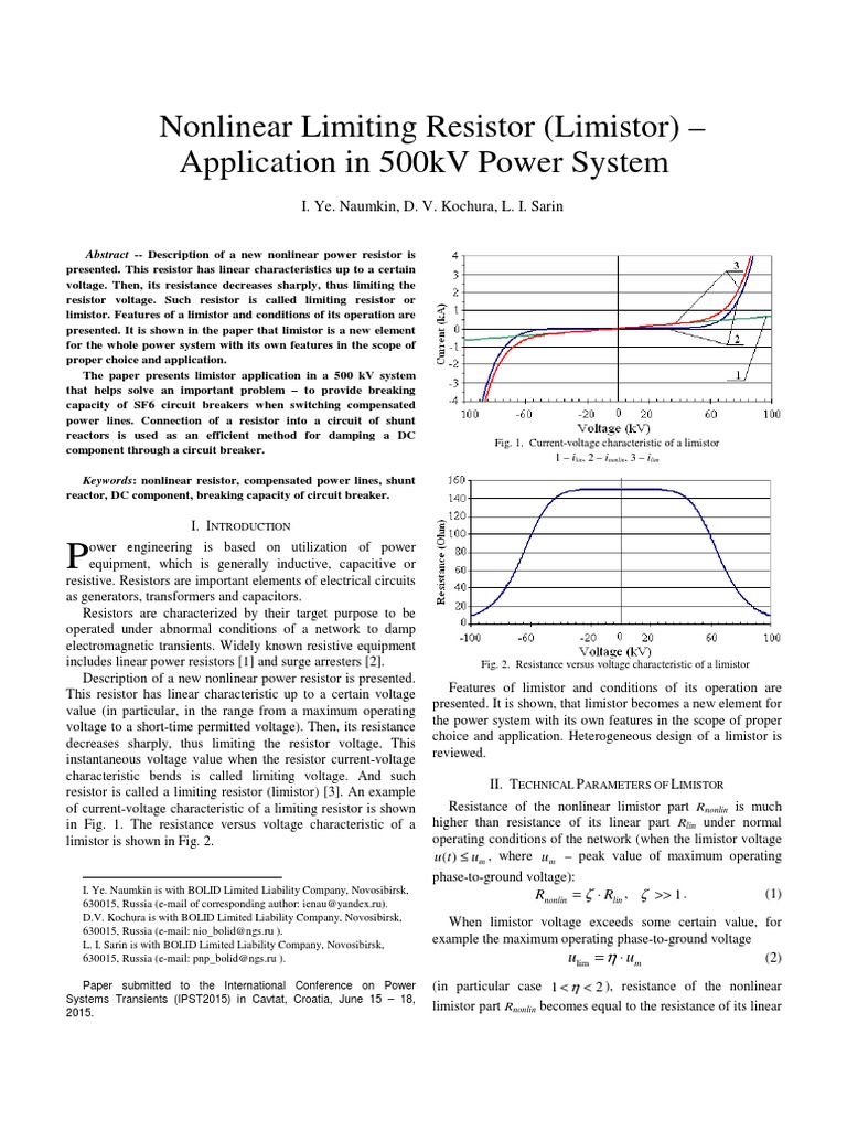 Nonlinear Limiting Resistor (Limistor) | PDF | Electrical Resistance ...