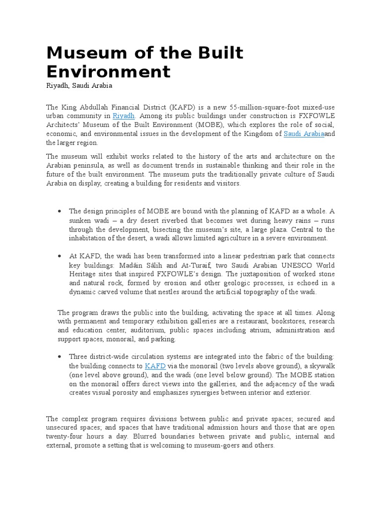 Museam of Built Enviroment Saudi Arabia | PDF | Museum | Saudi Arabia