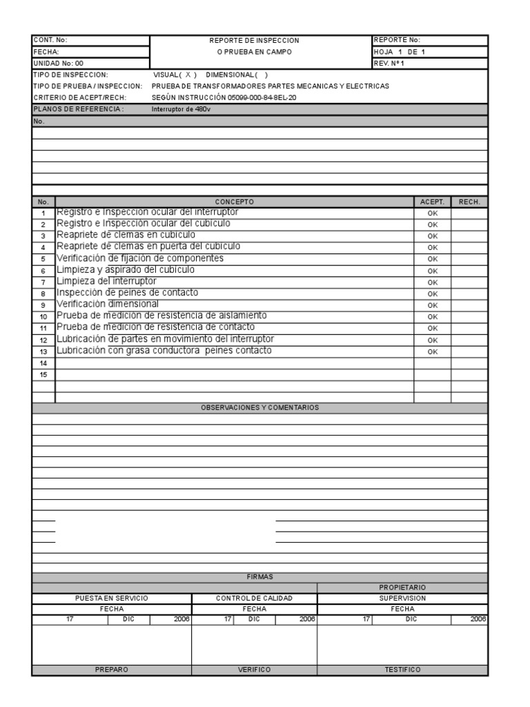 Formato de Inspección Visual de Equipos | PDF