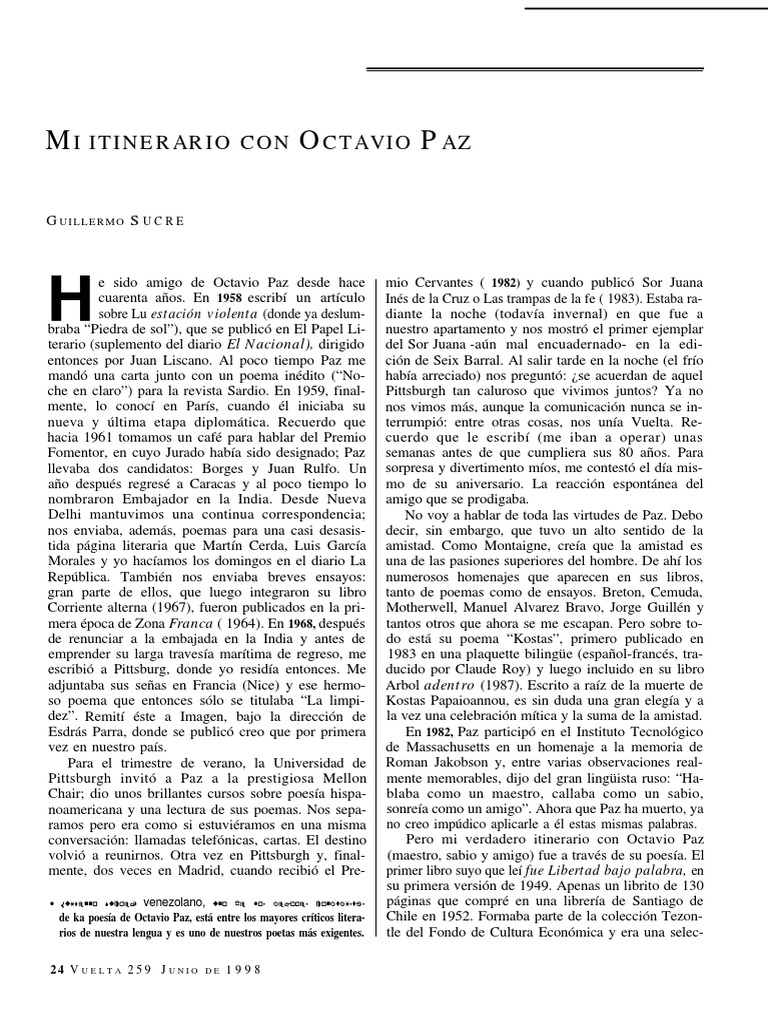 Mi Itinerario Con Octavio Paz | PDF | Poesía | Science