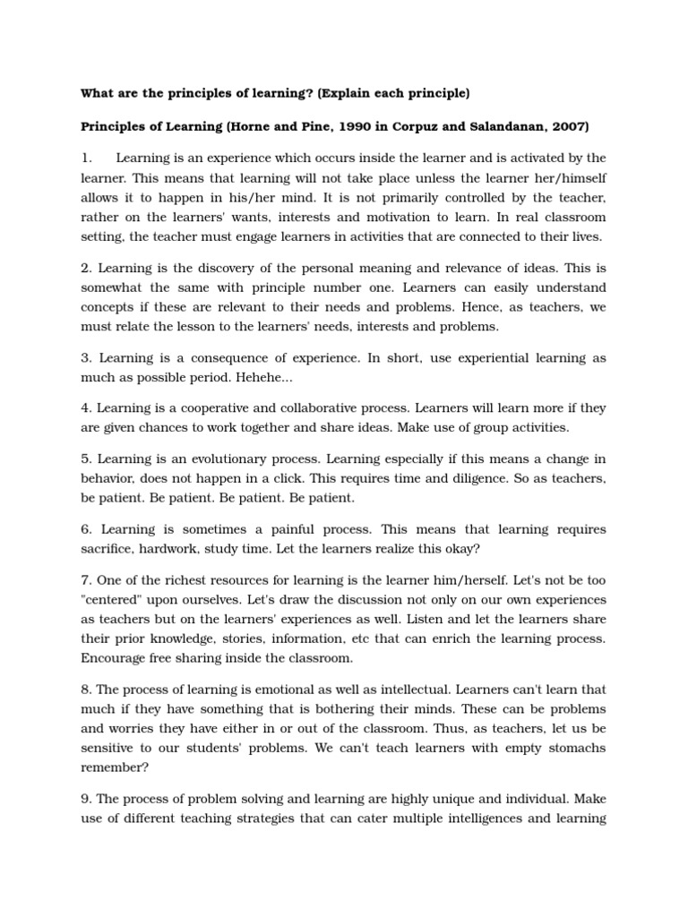 Principles of Learning | PDF | Learning | Teachers